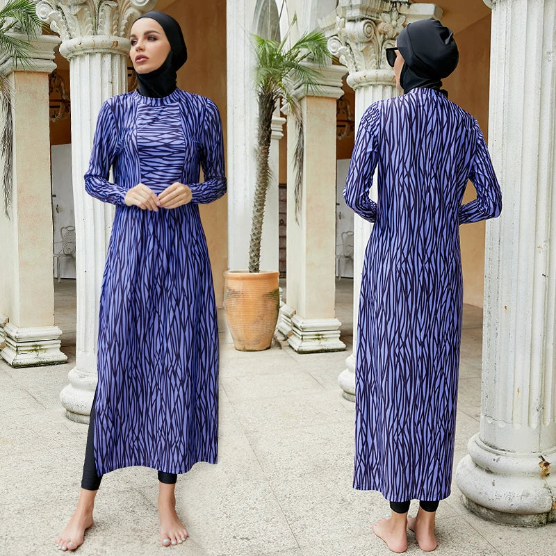 Muslim Burkini with Hair Hood Cap Full Coverage Beach Ensemble – Chicmatchy